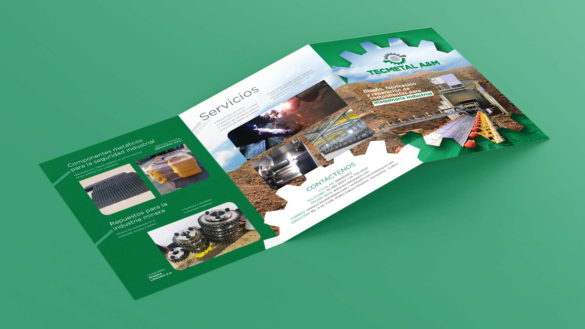 Diseño de brochure tríptico empresarial - Tecmetal